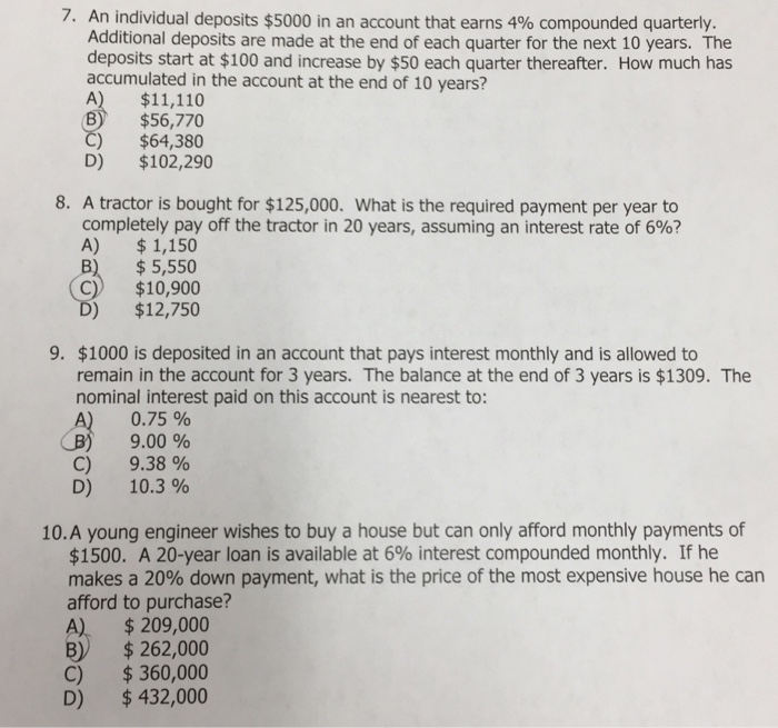 Solved An individual deposits $5000 in an account that earns | Chegg.com