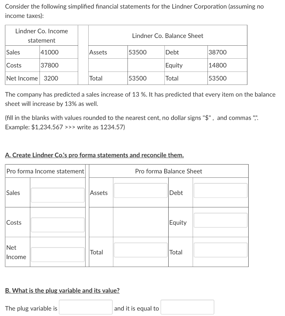 Solved Consider the following simplified financial | Chegg.com