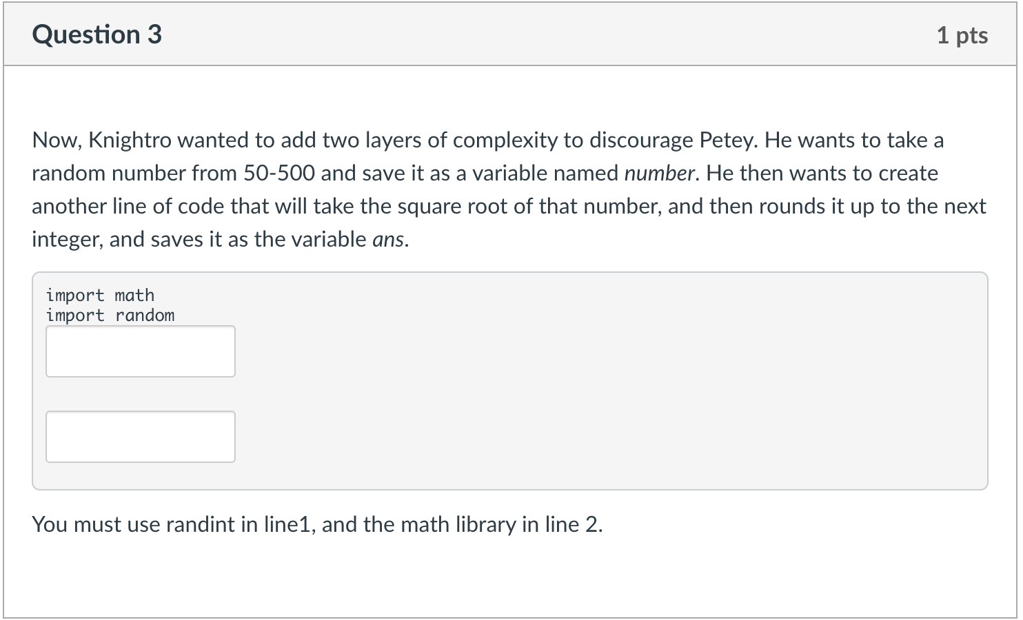 Solved One thing Knightro has found that keeps Petey out of | Chegg.com