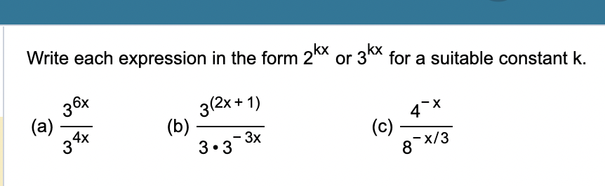 Solved Write each expression in the form 2kx or 3kx for a | Chegg.com