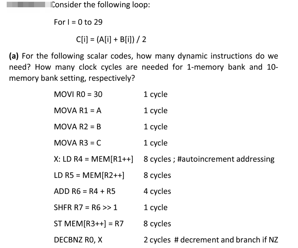Consider the following loop: For i = 0 to 29 C[i] = | Chegg.com