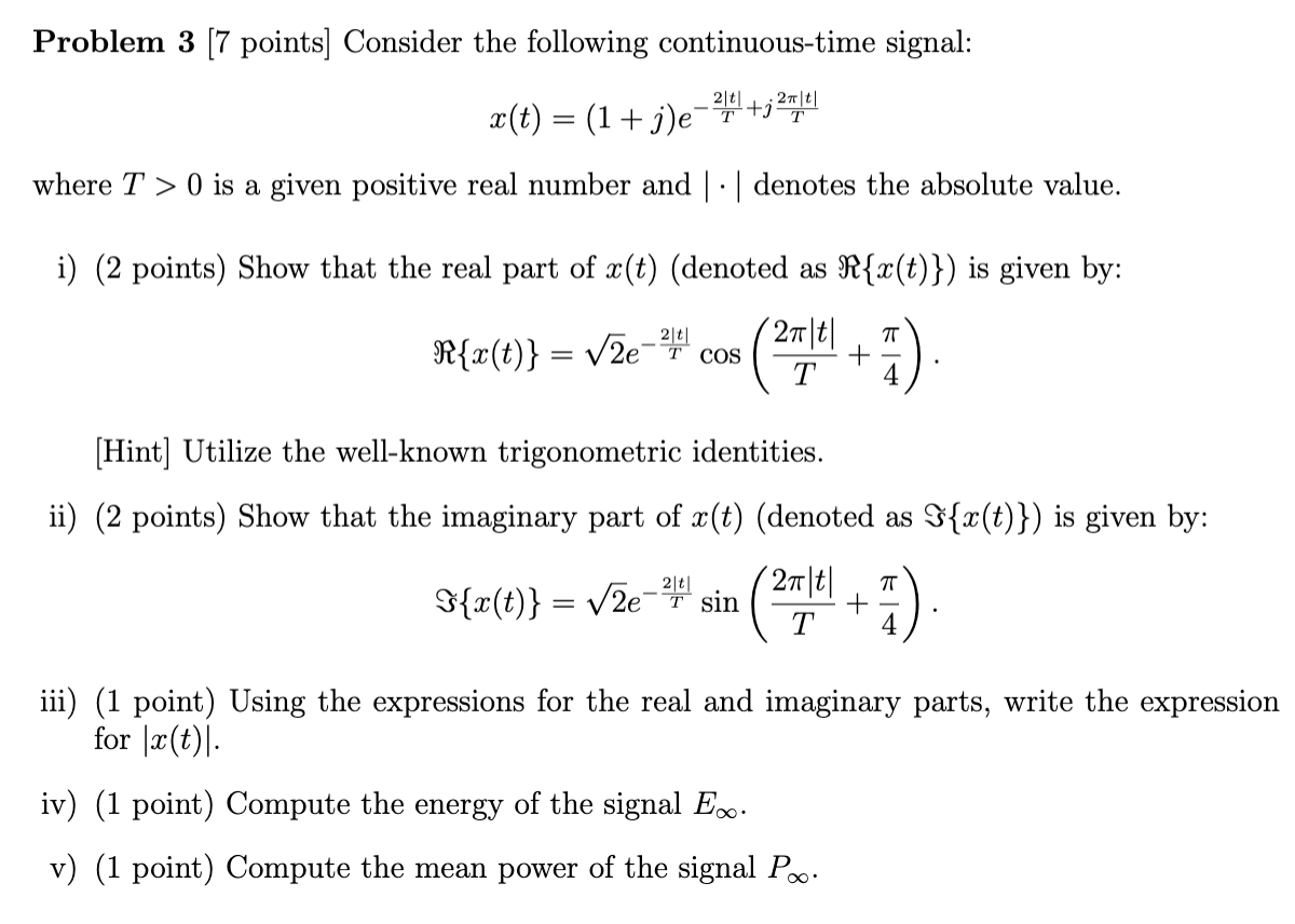 Solved Problem 3 [7 points) Consider the following | Chegg.com