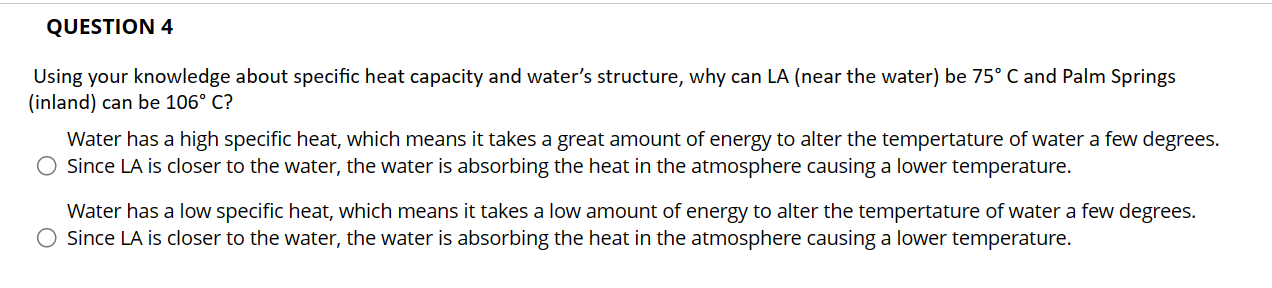 Solved Using your knowledge about specific heat capacity and | Chegg.com