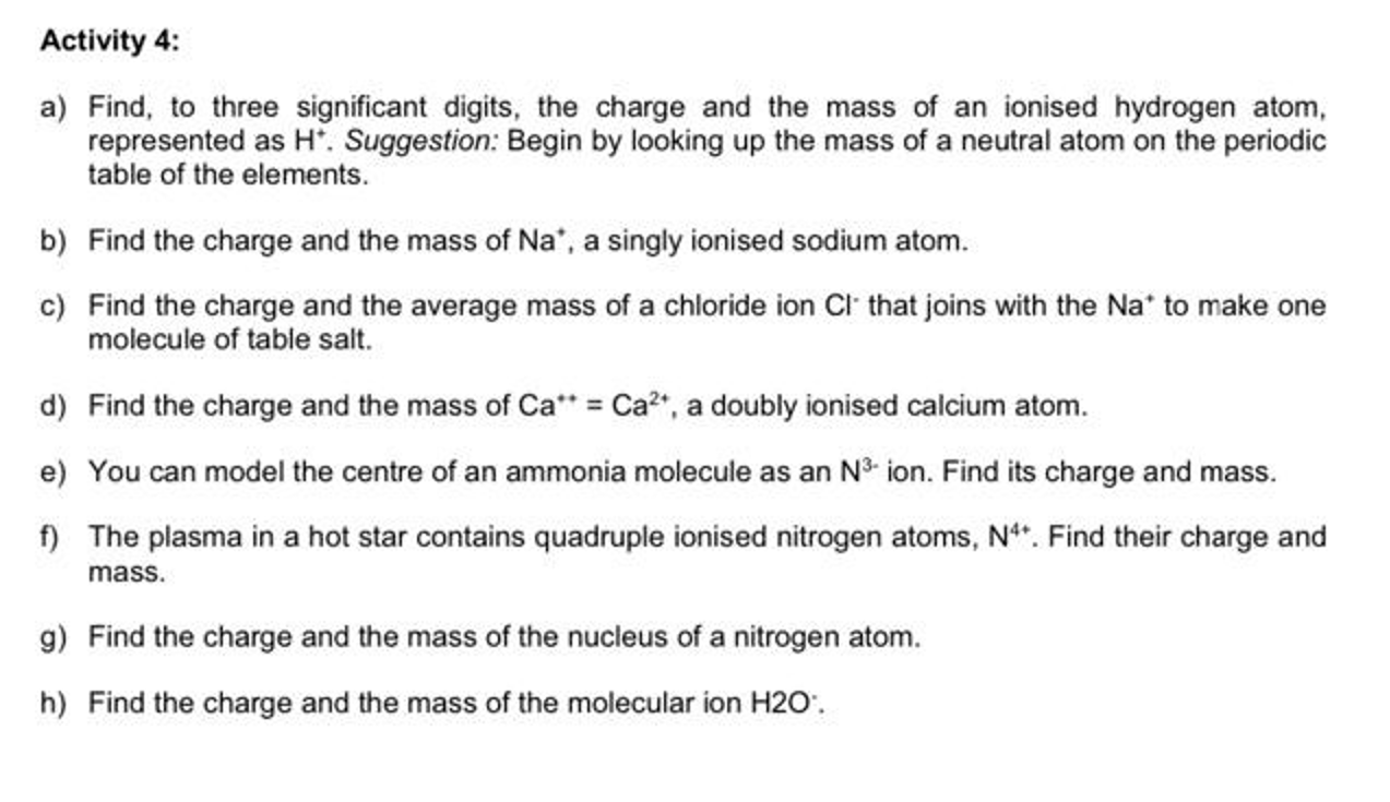Solved Activity 1 The Electron And Proton Of A Hydrogen