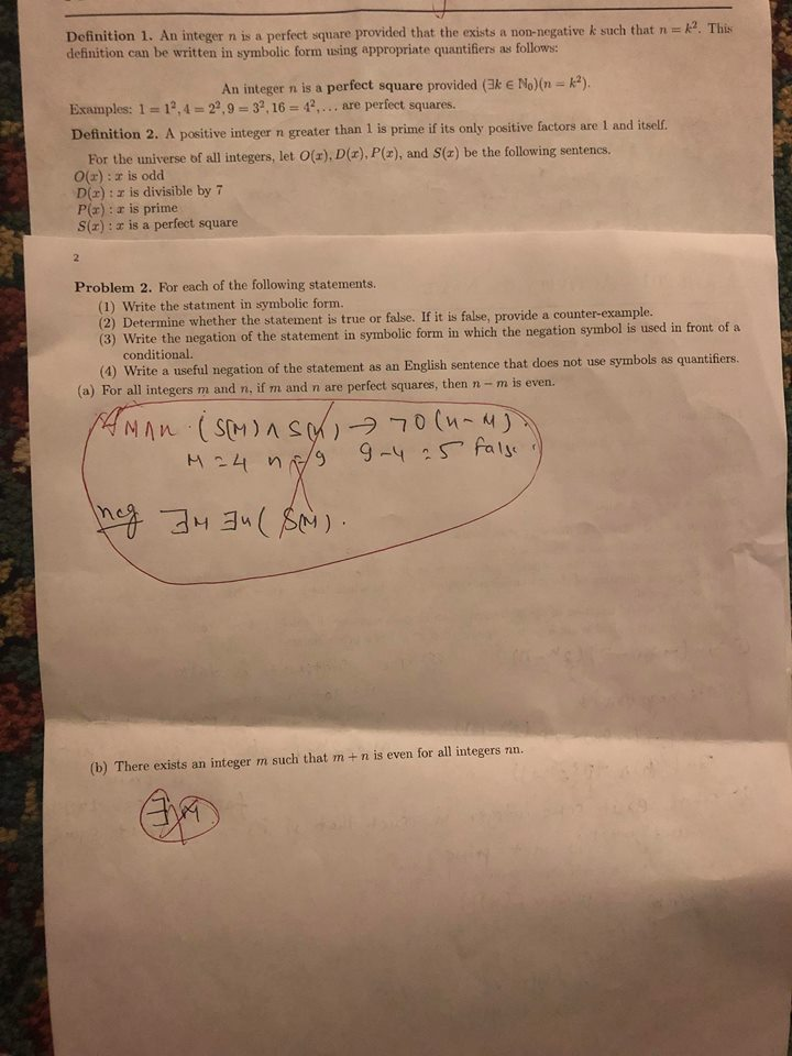 Solved Definition 1. An integer n is a perfect square | Chegg.com
