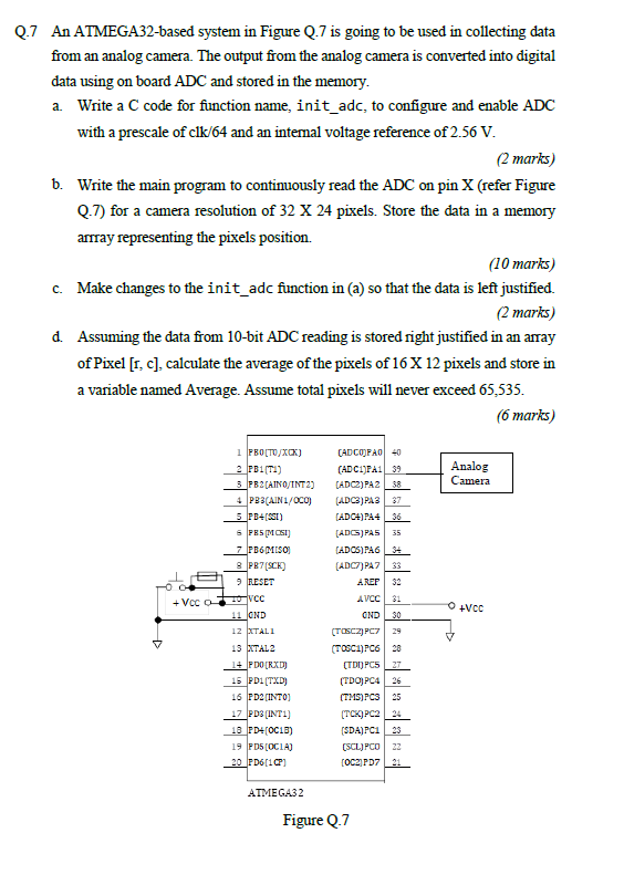 Solved Q.7 An ATMEGA32-based system in Figure Q.7 is going | Chegg.com