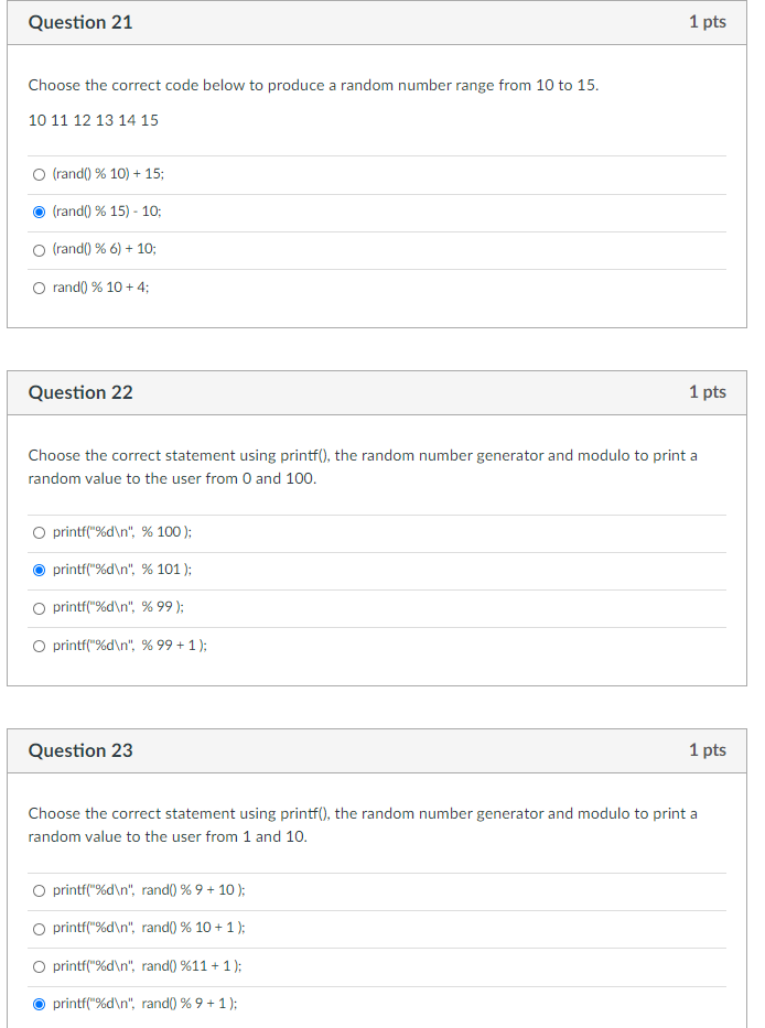 Solved Question 21 1 pts Choose the correct code below to | Chegg.com
