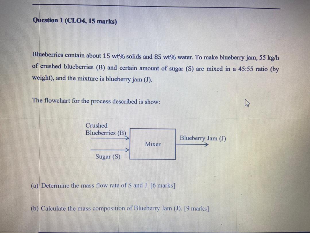 Solved Question 1 (CLO4, 15 marks) Blueberries contain about | Chegg.com