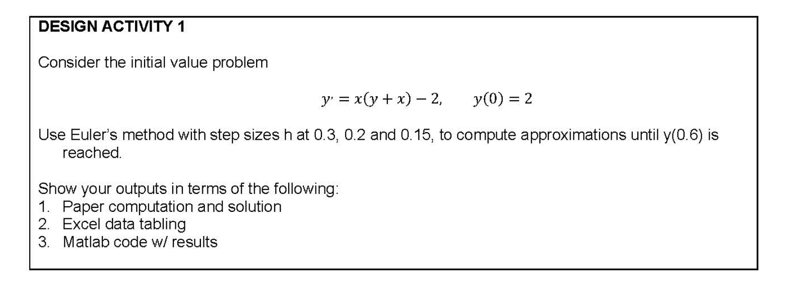 Solved Design Activity 1: Please Answer As Soon As Possible | Chegg.com