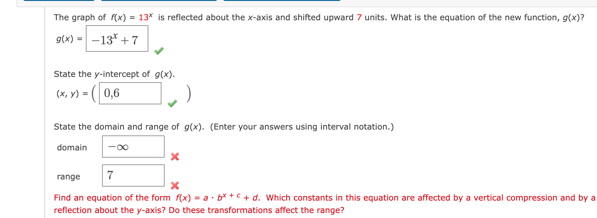Solved The graph of f(x)=13x is reflected about the x-axis | Chegg.com