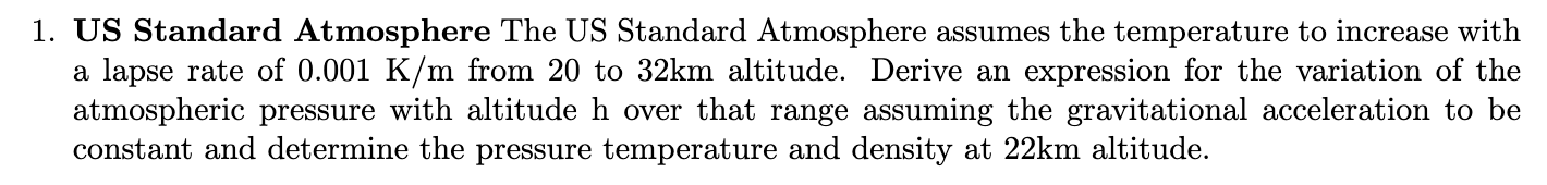 Solved 1. US Standard Atmosphere The US Standard Atmosphere | Chegg.com