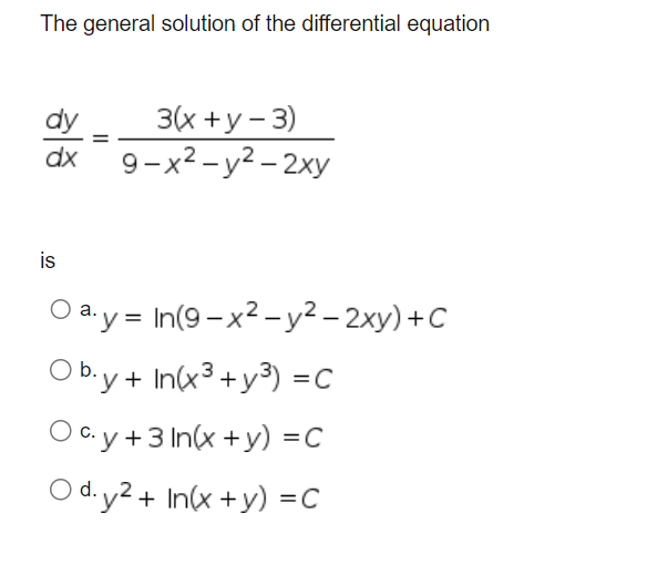 Solved The general solution of the differential equation | Chegg.com