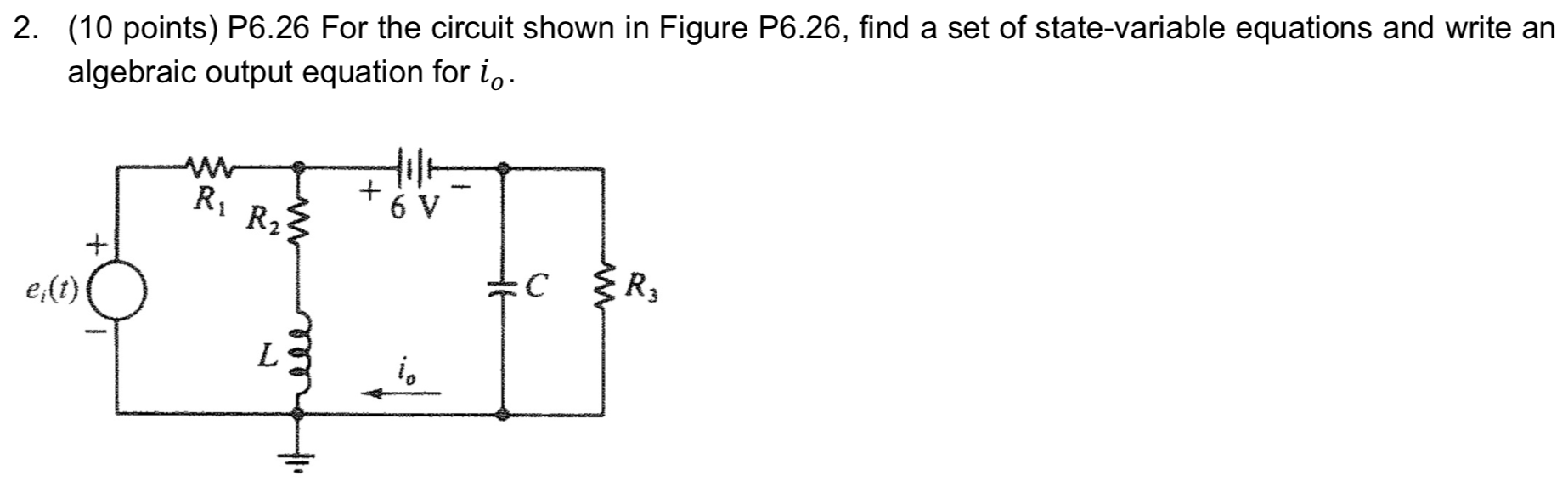 Solved 2. (10 points) P6.26 For the circuit shown in Figure | Chegg.com
