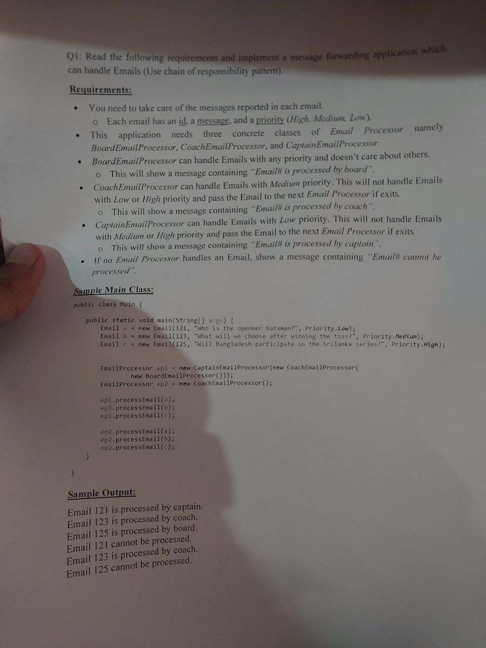 Solved Q1: Read the following requirements and implement a | Chegg.com