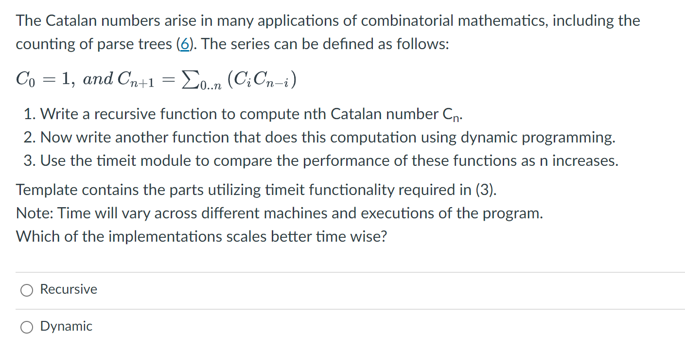 Solved The Catalan numbers arise in many applications of | Chegg.com
