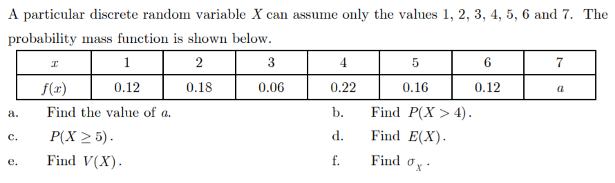 Solved A Particular Discrete Random Variable X Can Assume