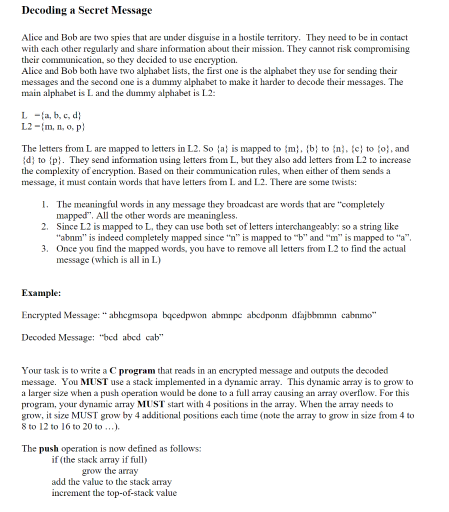 The grow operation is defined as follows: Create a | Chegg.com
