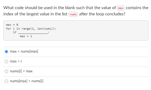 Solved What code should be used in the blank such that the | Chegg.com