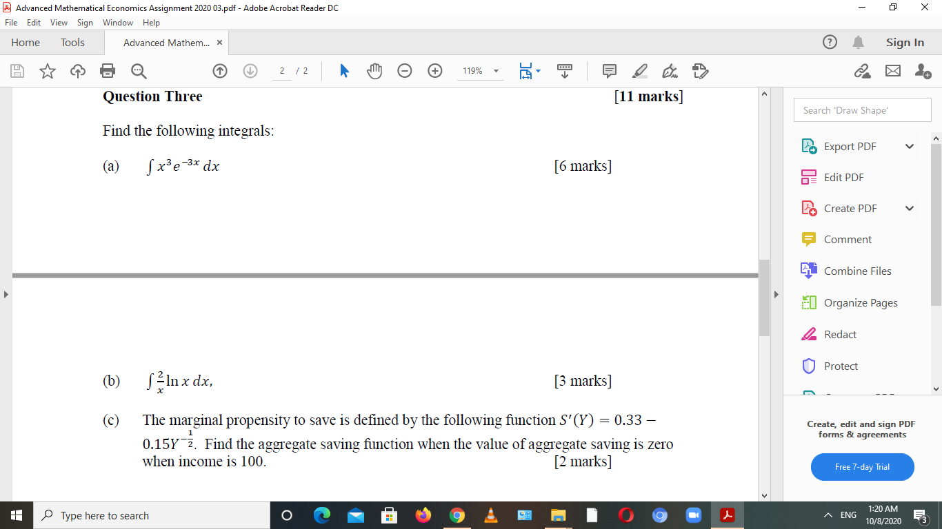 Solved - х A Advanced Mathematical Economics Assignment 2020 | Chegg.com