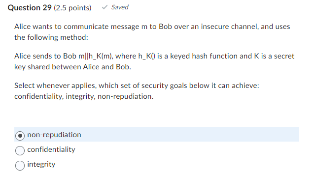 Solved Alice wants to communicate message m to Bob over an | Chegg.com