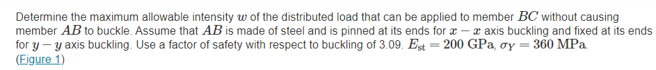 Solved Determine the maximum allowable intensity w of the | Chegg.com