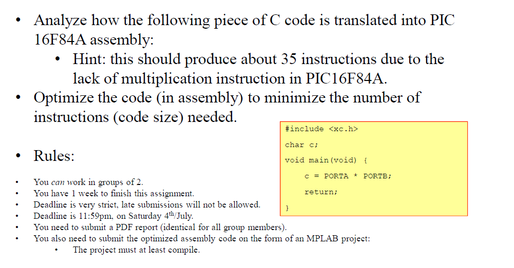 Analyze how the following piece of C code is | Chegg.com