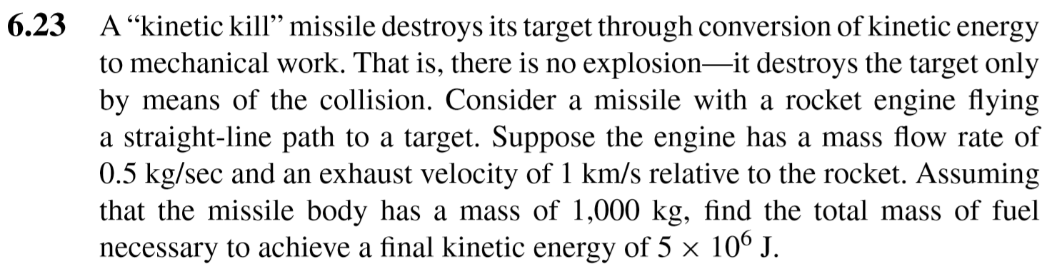 Solved 6.23 A “kinetic kill” missile destroys its target | Chegg.com