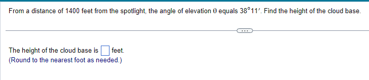 Solved From a distance of 1400 feet from the spotlight, the | Chegg.com