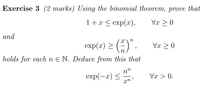Solved Exercise 3 (2 marks) Using the binomial theorem, | Chegg.com