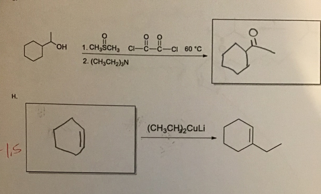 Solved OH 1.CH3SCH3 Cl-C-C--CI 60 °C 2. (CH3CH2)3N H. | Chegg.com