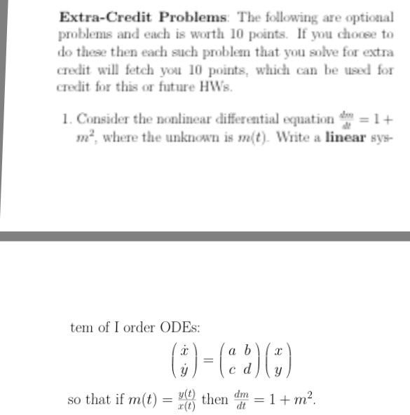 Solved Extra-Credit Problems: The following are optional | Chegg.com