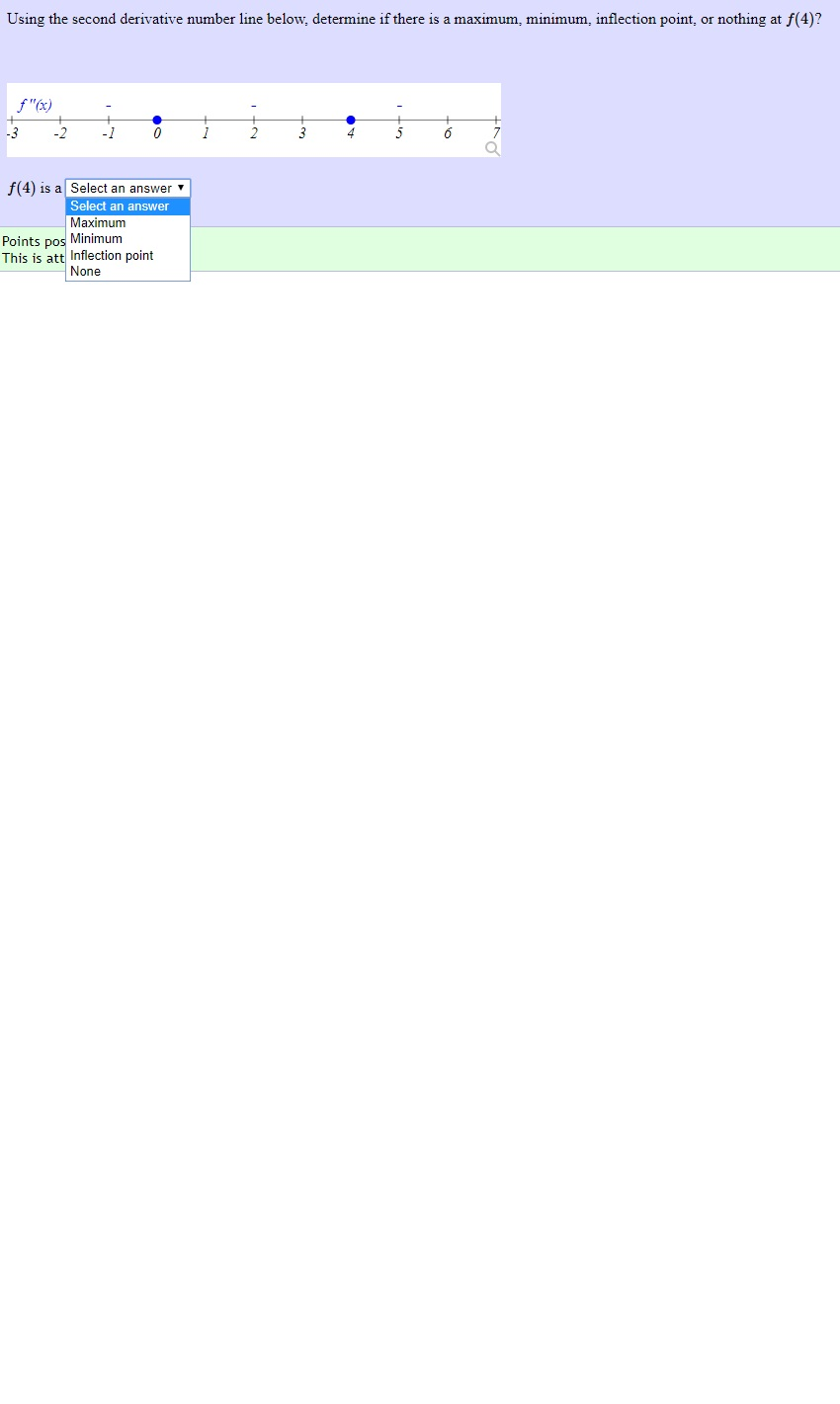 Solved Using the second derivative number line below, | Chegg.com