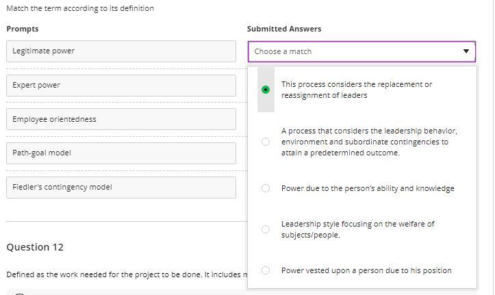 Solved Match the term according to its definition Prompts | Chegg.com