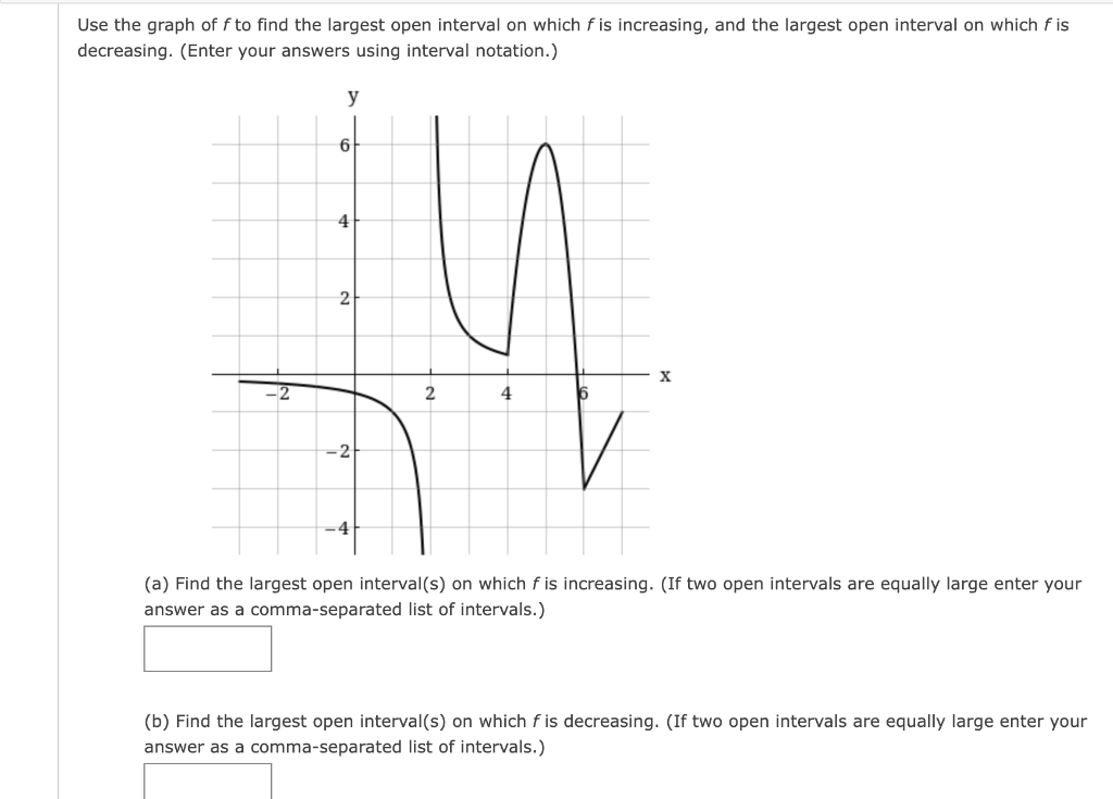 Solved Use the graph off to find the largest open interval | Chegg.com