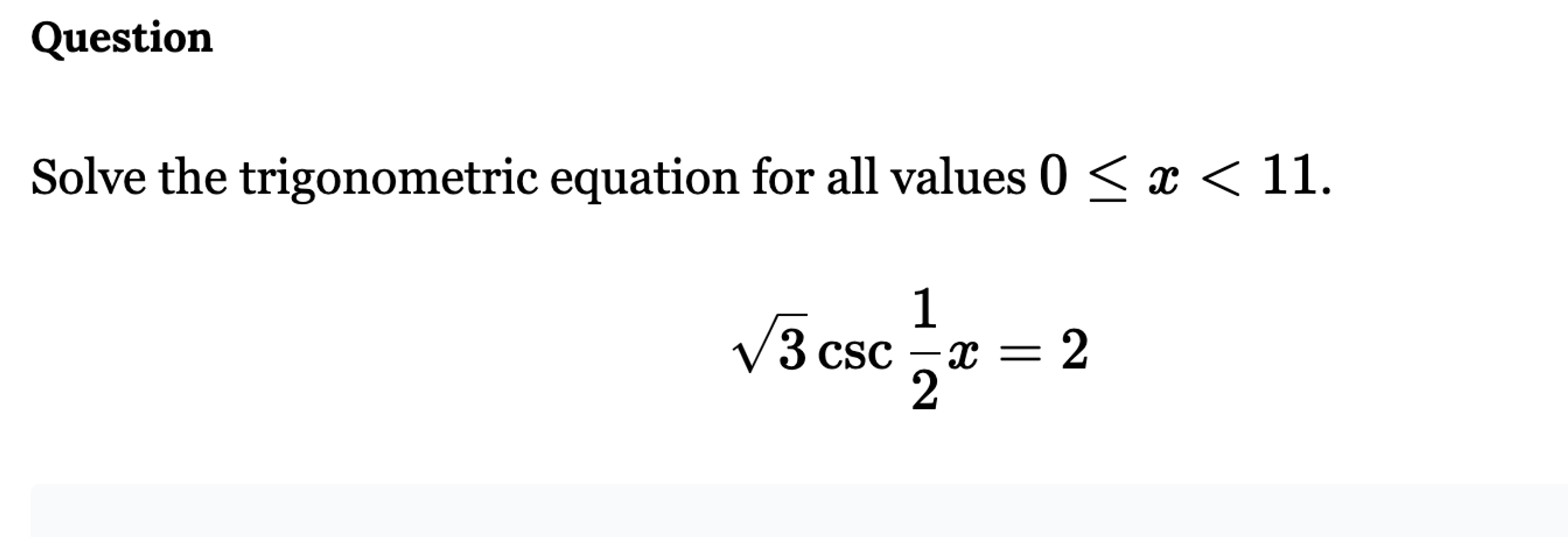 Solved QuestionSolve the trigonometric equation for all | Chegg.com