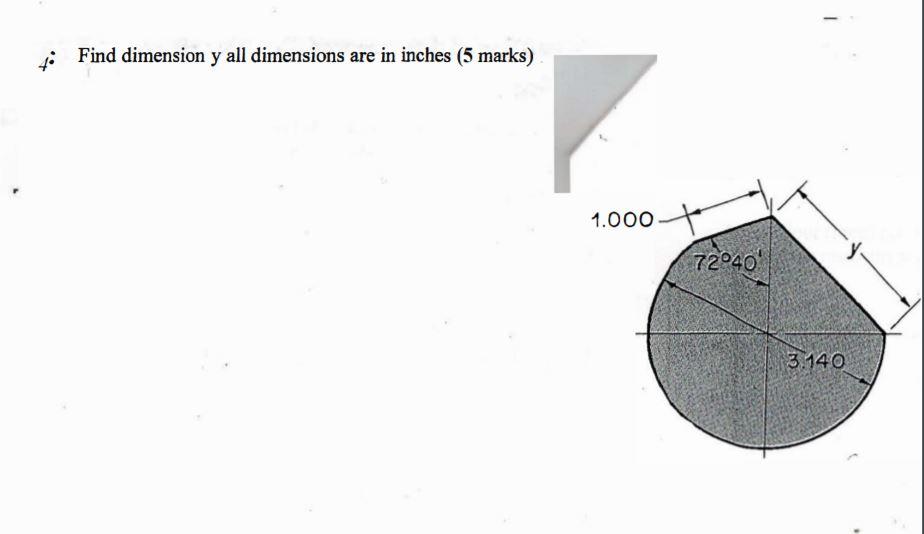 Solved 4: Find dimension y all dimensions are in inches (5 | Chegg.com