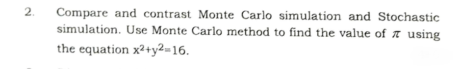 Solved 2. Compare and contrast Monte Carlo simulation and | Chegg.com
