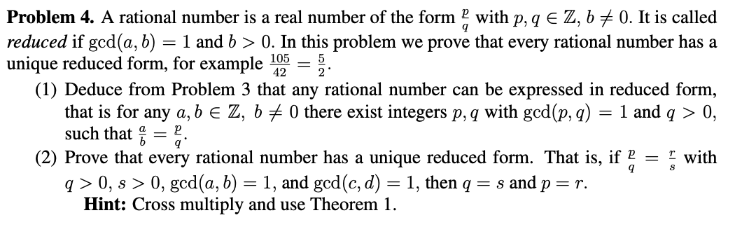Solved Problem 4. A rational number is a real number of the | Chegg.com