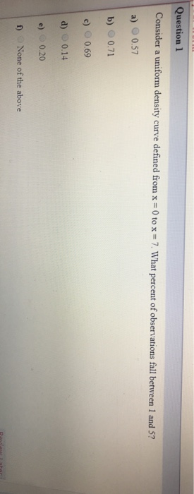 Solved Question l Consider a uniform density curve defined | Chegg.com