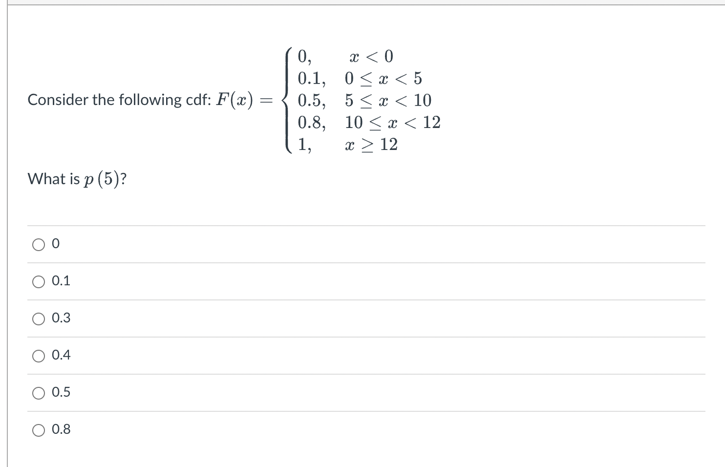 Solved Consider the following cdf: | Chegg.com