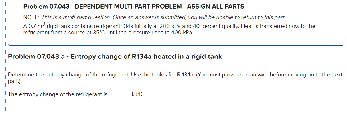 Solved Problem 07.043 - DEPENDENT MULTI-PART PROBLEM - | Chegg.com