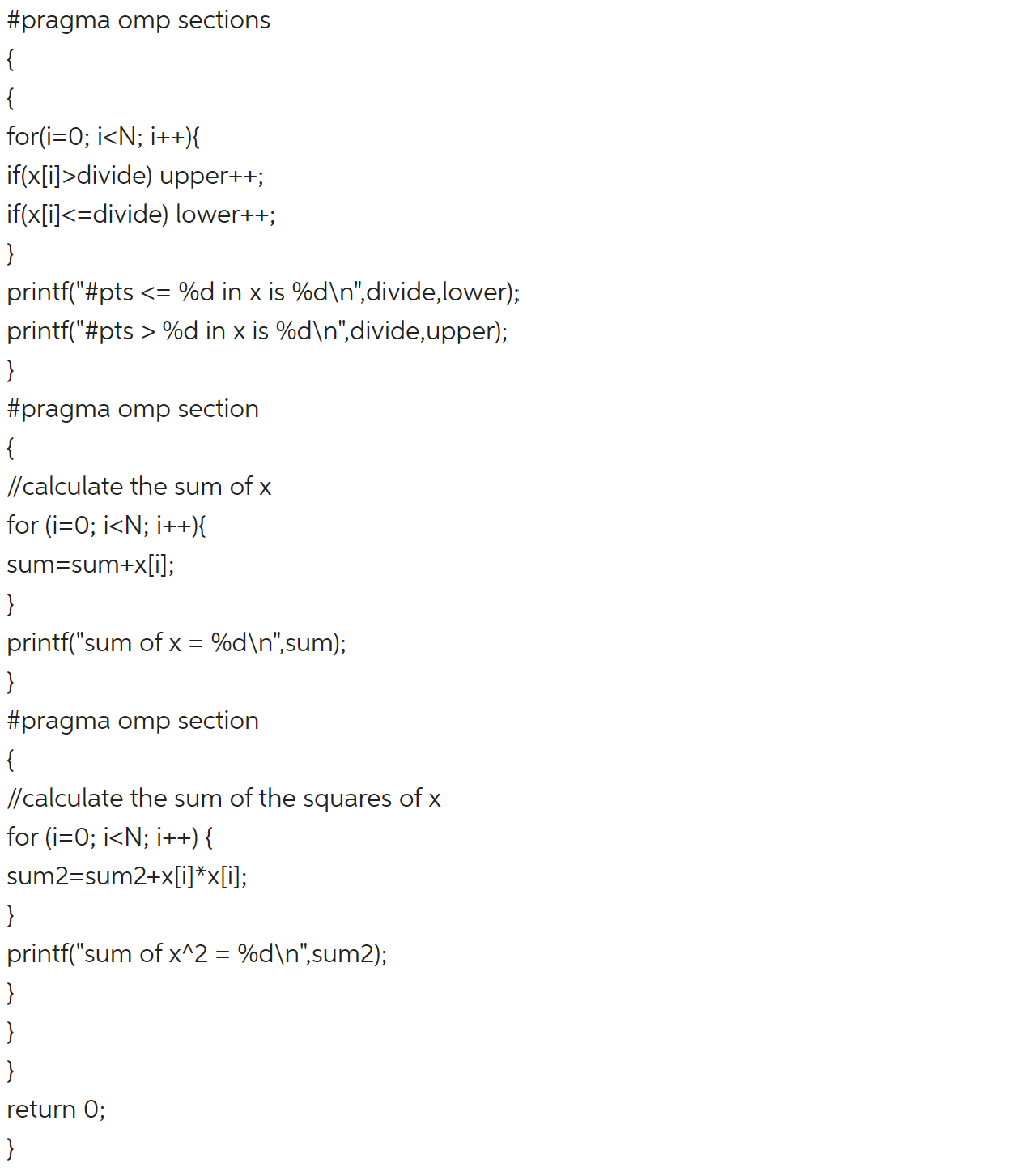 Solved Download, compile, and run the code statistics_omp.c | Chegg.com