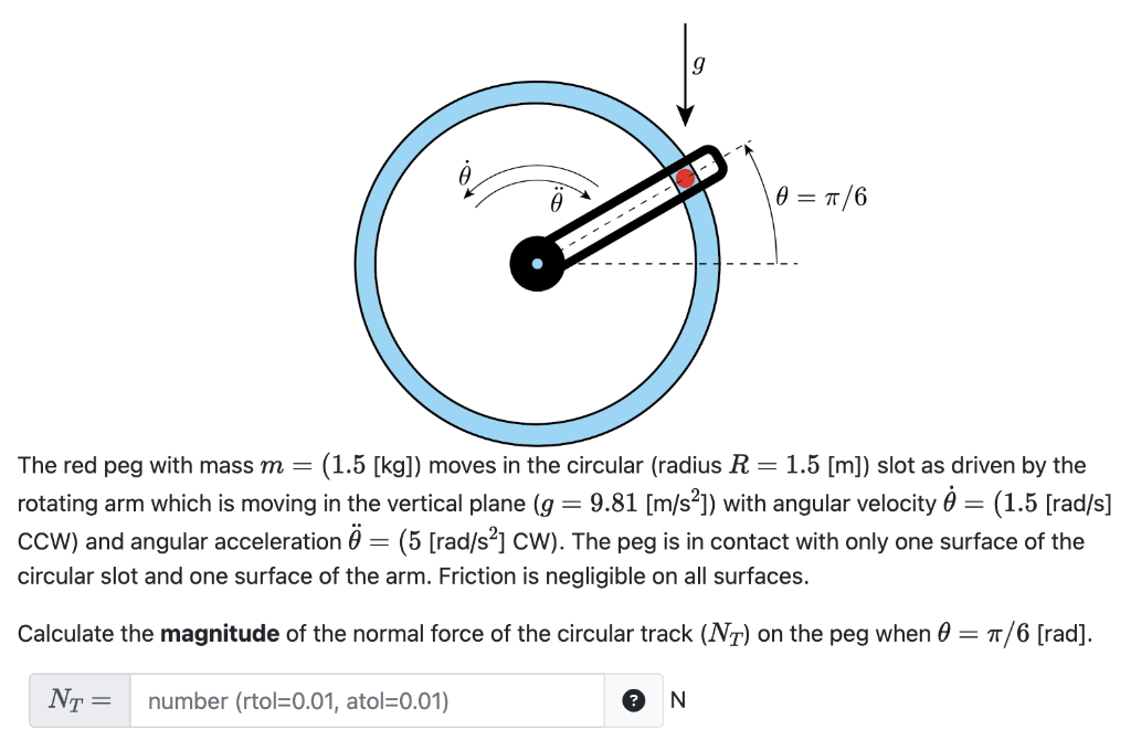 Solved The red peg with mass m=(1.5[ kg]) moves in the | Chegg.com