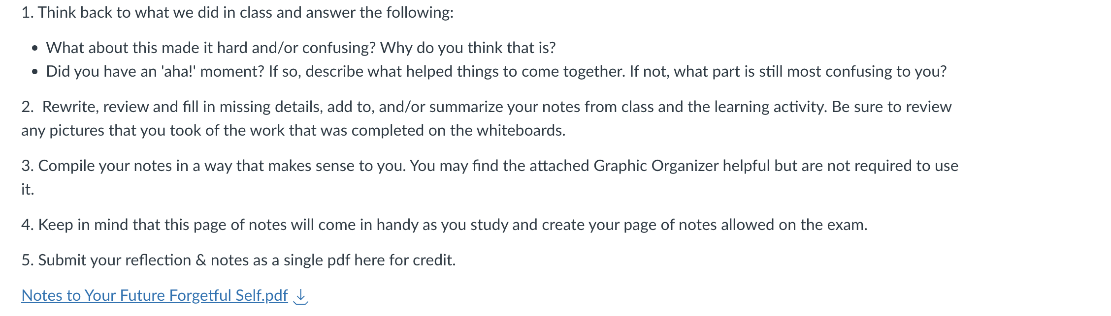 Solved Notes to Your Future Forgetful SelfThink back to what | Chegg.com