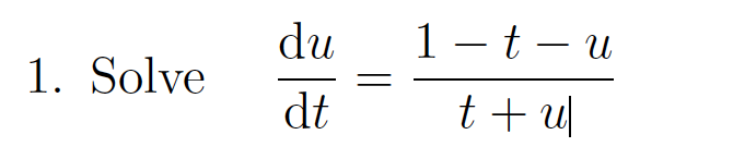 Solved 1. Solve du dt 1-t-u t + u | Chegg.com