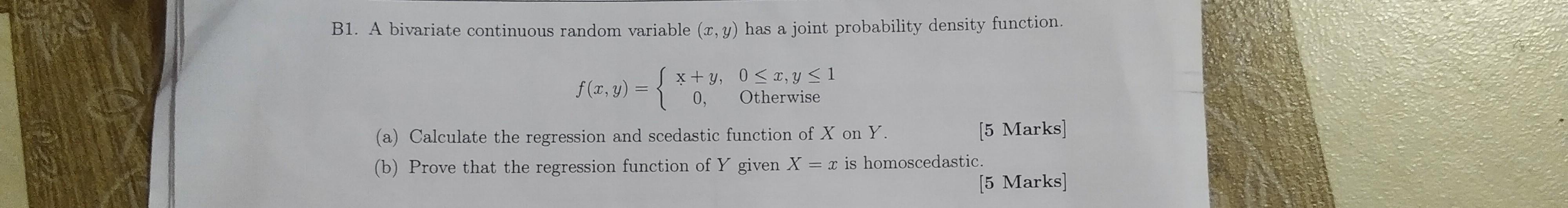 Solved B1 A Bivariate Continuous Random Variable Y Has 9988