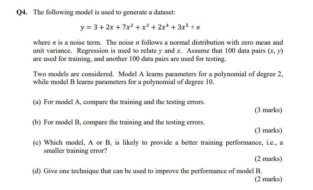 Solved Q4. The following model is used to generate a | Chegg.com