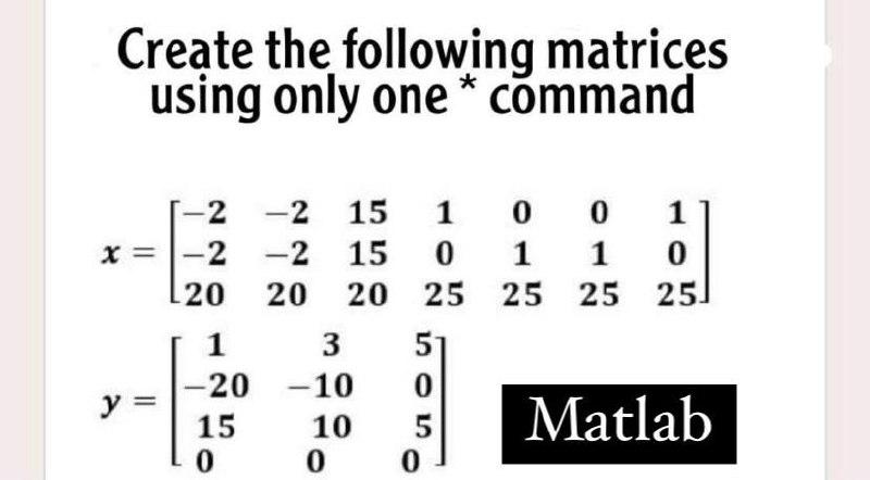 Solved Create the following matrices using only one * | Chegg.com