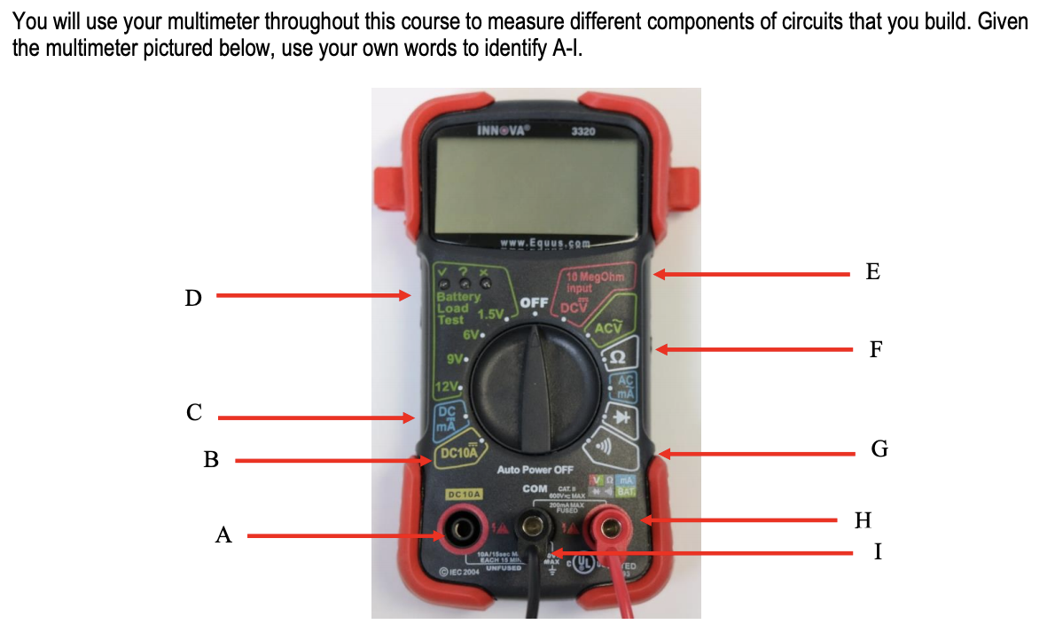 Solved You will use your multimeter throughout this course | Chegg.com