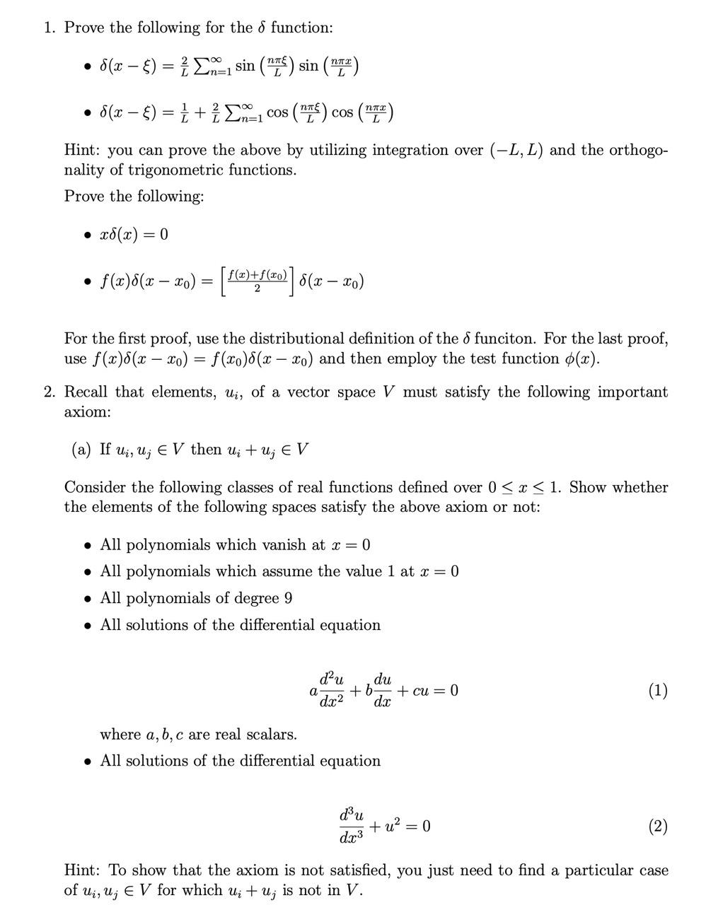Solved 1. Prove the following for the δ function: - | Chegg.com